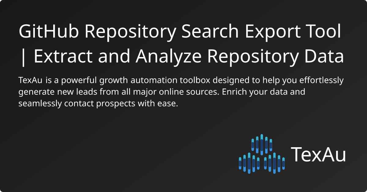 GitHub Repository Search Export Tool | Extract and Analyze Repository Data